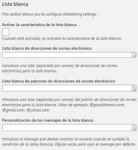 Lista negra y lista blanca de simple membership