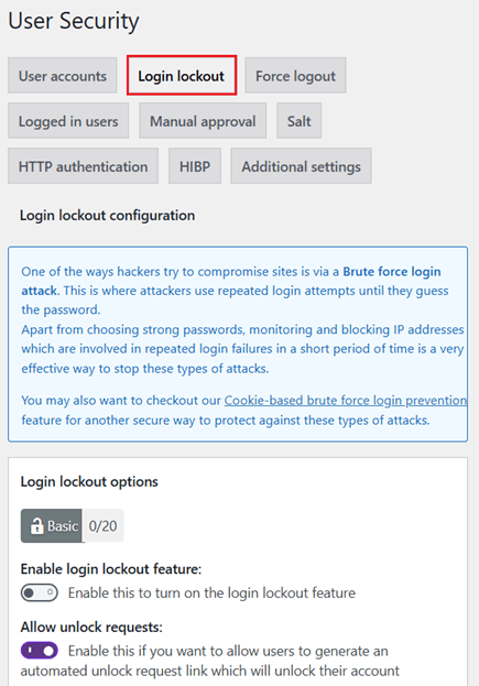 All In One Security Allow Unlock Request | Mbrsolution