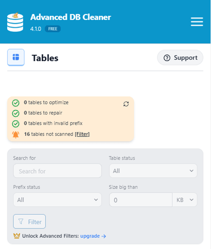 WP Database Cleaner Tables | Mbrsolution
